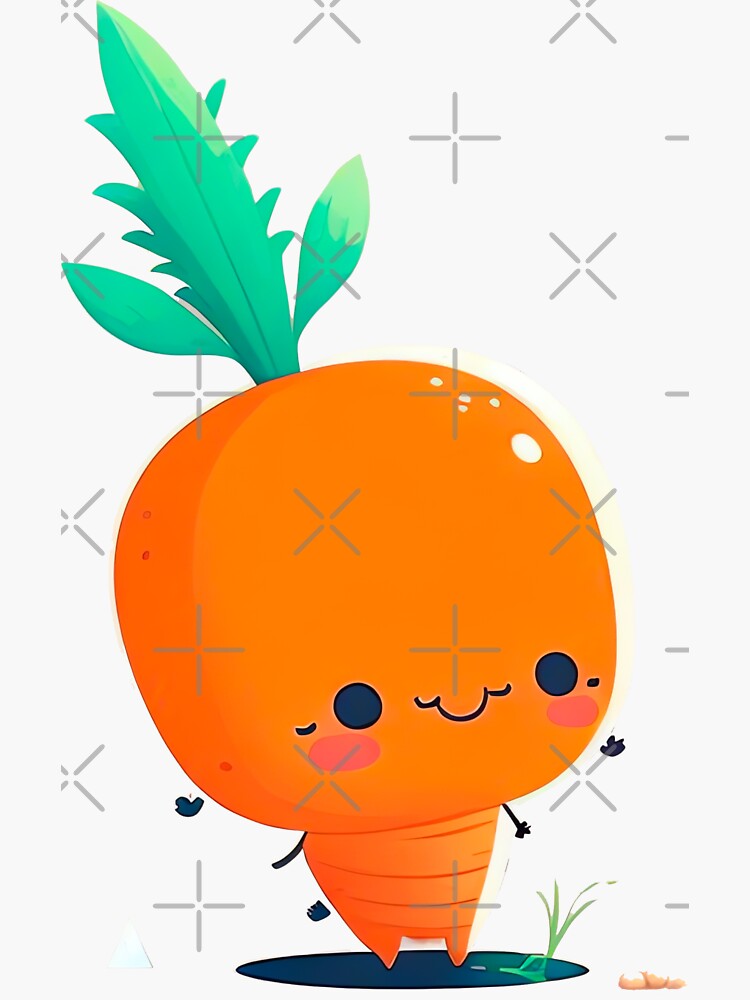 "cute kawaii chibi vegetable carrot" Sticker by ChibiInstant | Redbubble