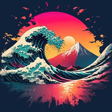 "Sunset Homage to The Great Wave off Kanagawa" Essential T-Shirt for ...