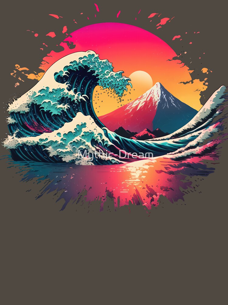 "Sunset Homage to The Great Wave off Kanagawa" Essential T-Shirt for ...