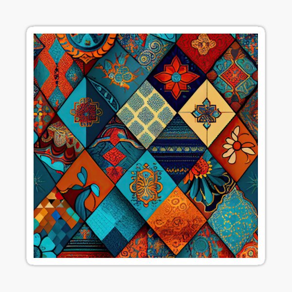 " Vibrant World of Bohemian 3D Patchwork" Sticker for Sale by H-W ...