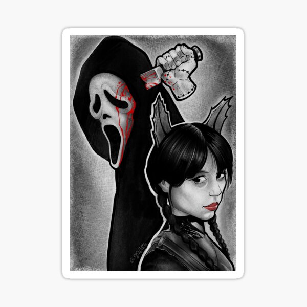 "Wednesday meets Ghostface" Sticker for Sale by Brutalstore | Redbubble