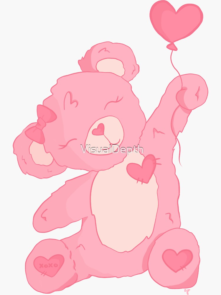 "Pink Heart Teddy Bear" Sticker for Sale by VisualDepth | Redbubble