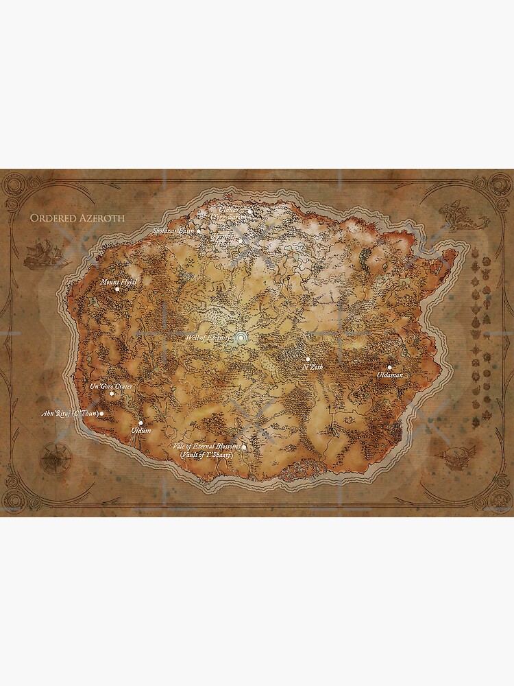"Map of Ancient Kalimdor after the ordering of Azeroth" Art Board Print ...