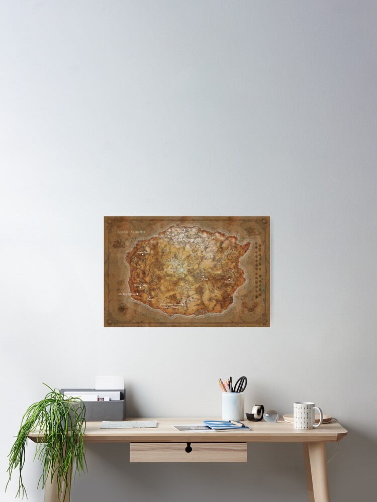 "Map of Ancient Kalimdor after the ordering of Azeroth" Poster for Sale ...