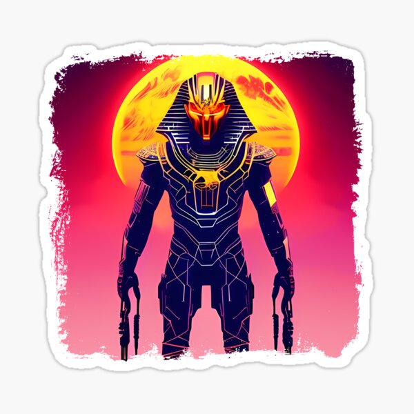 "Ra Egyptian Sun God Cyberpunk Sticker - Futuristic Design Featuring Ra ...