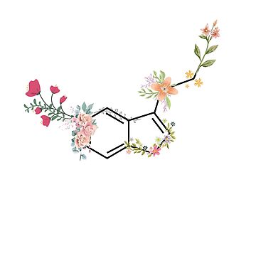 "Serotonin molecule floral art" Sticker for Sale by ScienceStores ...