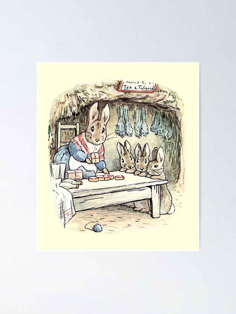 "Beatrix Potter Bunnie Rabbits in the Kitchen" Poster by dotpattern ...