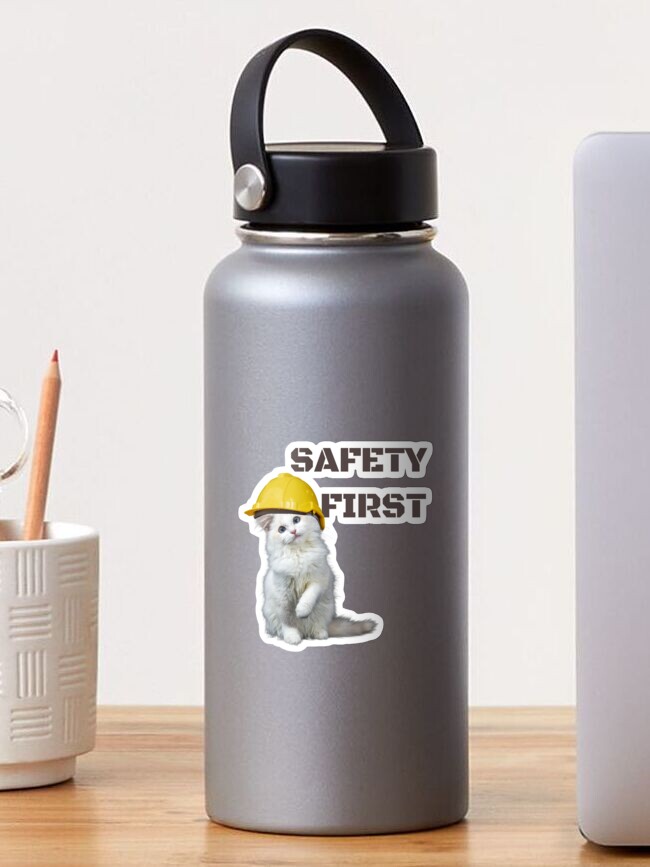 "Safety first cat" Sticker for Sale by PellSilversmith | Redbubble