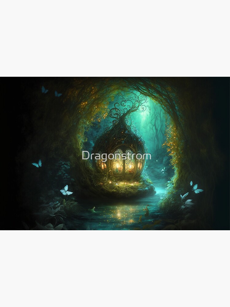 "Enchanted Fairy Pod on a Magical River in a Fairytale Forest" Sticker ...