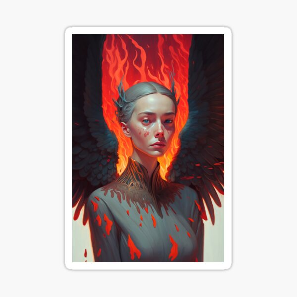 "An Angel in Hell fire" Sticker for Sale by synthdrag0n | Redbubble