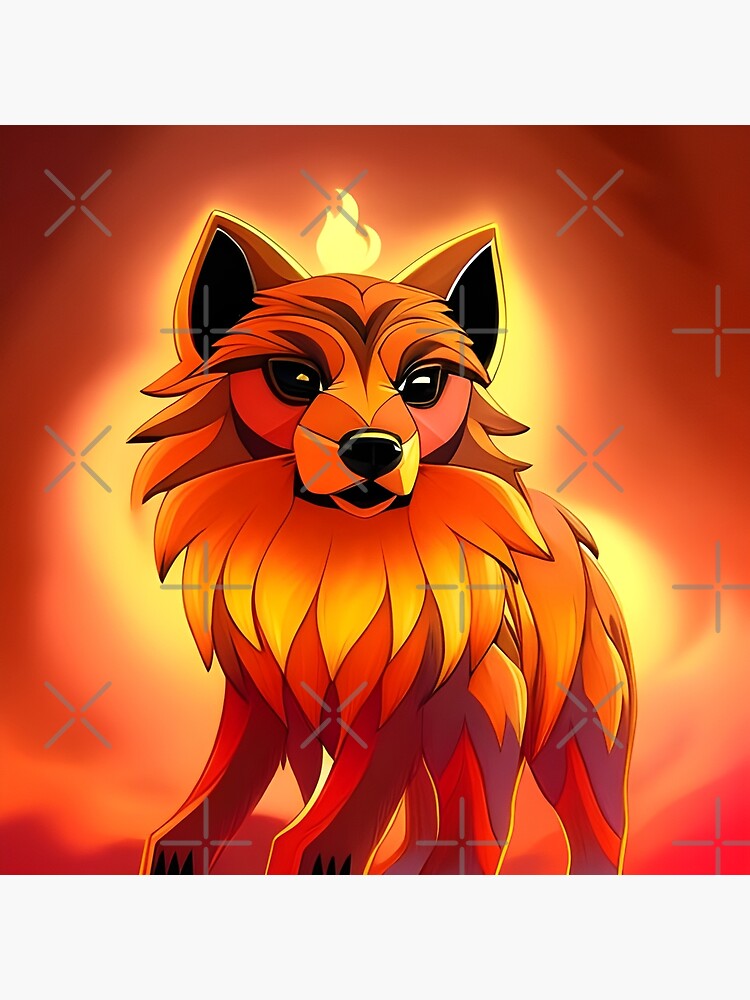 "Cute fire wolf puppy, cartoon drawing, Ai Generated Art " Art Print ...
