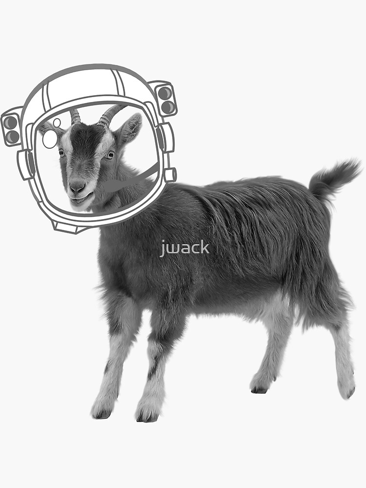 "Astronaut Space Goat Farm Animal Black and White " Sticker by jwack ...
