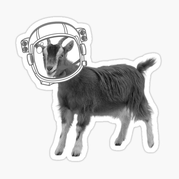 "Astronaut Space Goat Farm Animal Black and White " Sticker by jwack ...