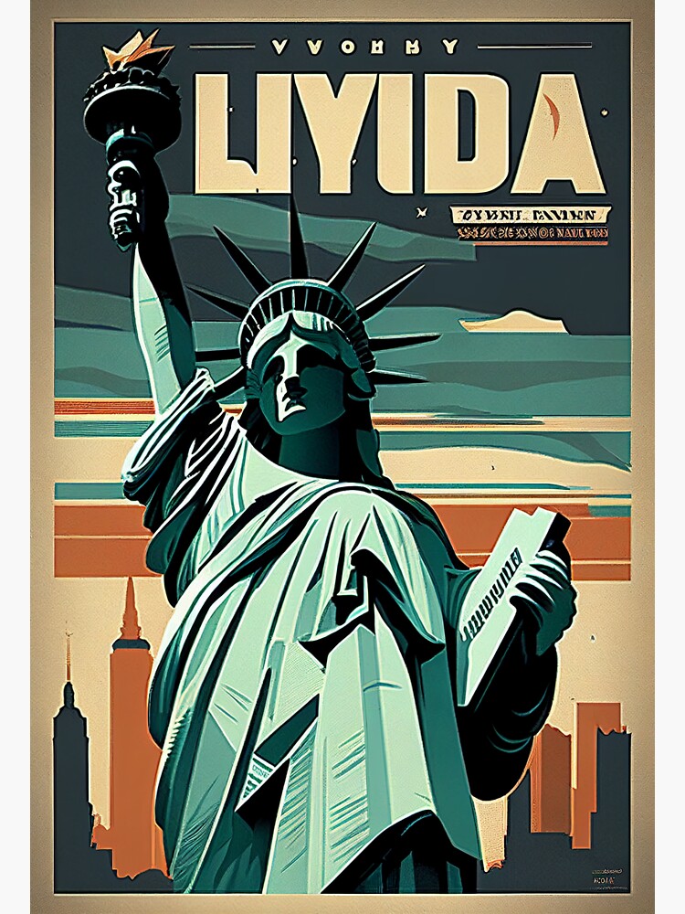 "Statue of Liberty Poster" Sticker for Sale by AiArtPrints | Redbubble