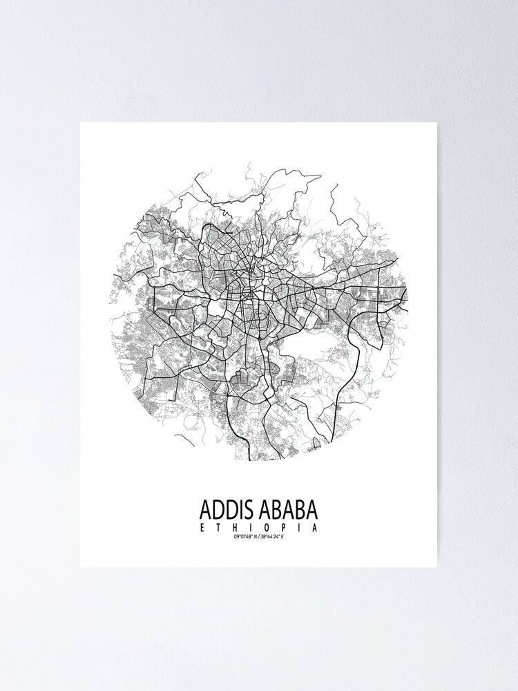 "Addis Ababa City Map of Ethiopia - Circle" Poster for Sale by deMAP ...