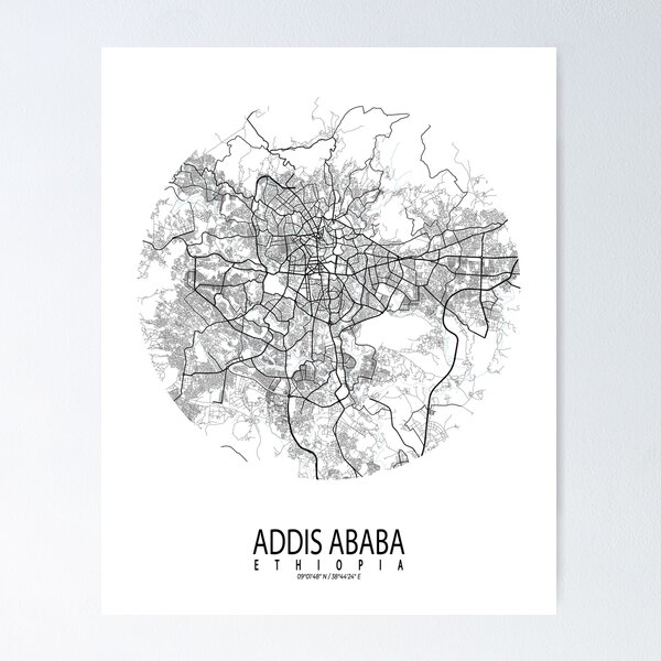 "Addis Ababa City Map of Ethiopia - Circle" Poster for Sale by deMAP ...