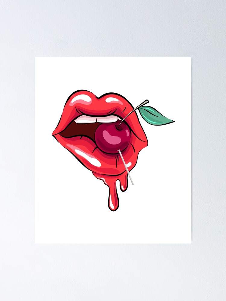 "Lollipop Pun, Lollipop with Sweet Lip, LOL-LIP-OP Cherry" Poster for ...
