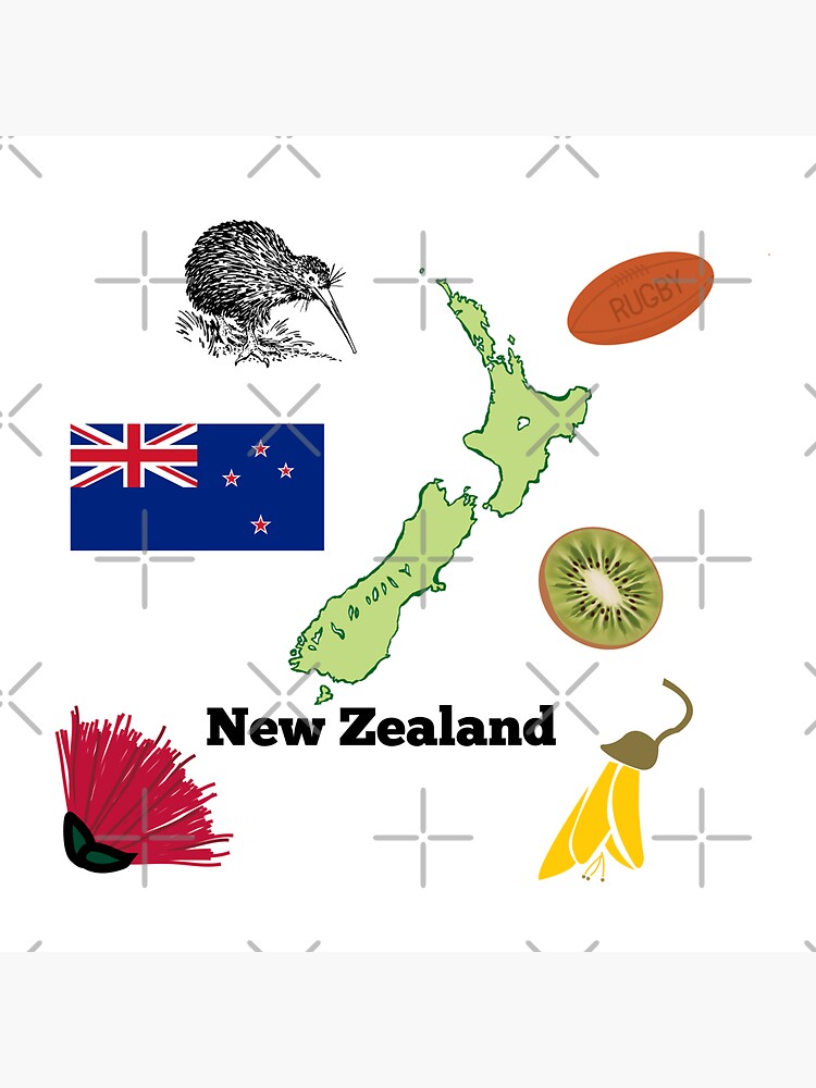 "New Zealand symbols" Sticker for Sale by RaionKeiji | Redbubble