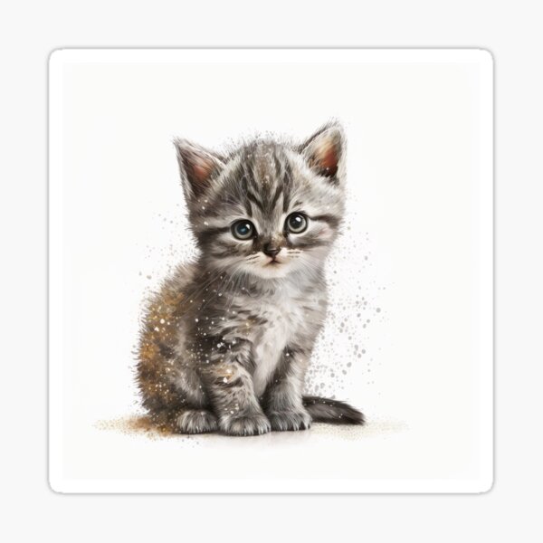 "Small Cat Kitten Cute Cat Drawing" Sticker for Sale by ArtfulAmbitions ...