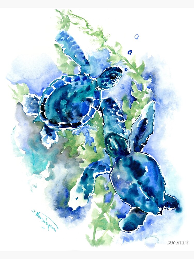 "Sea Turtles Turquoise BLue design" Poster for Sale by surenart | Redbubble