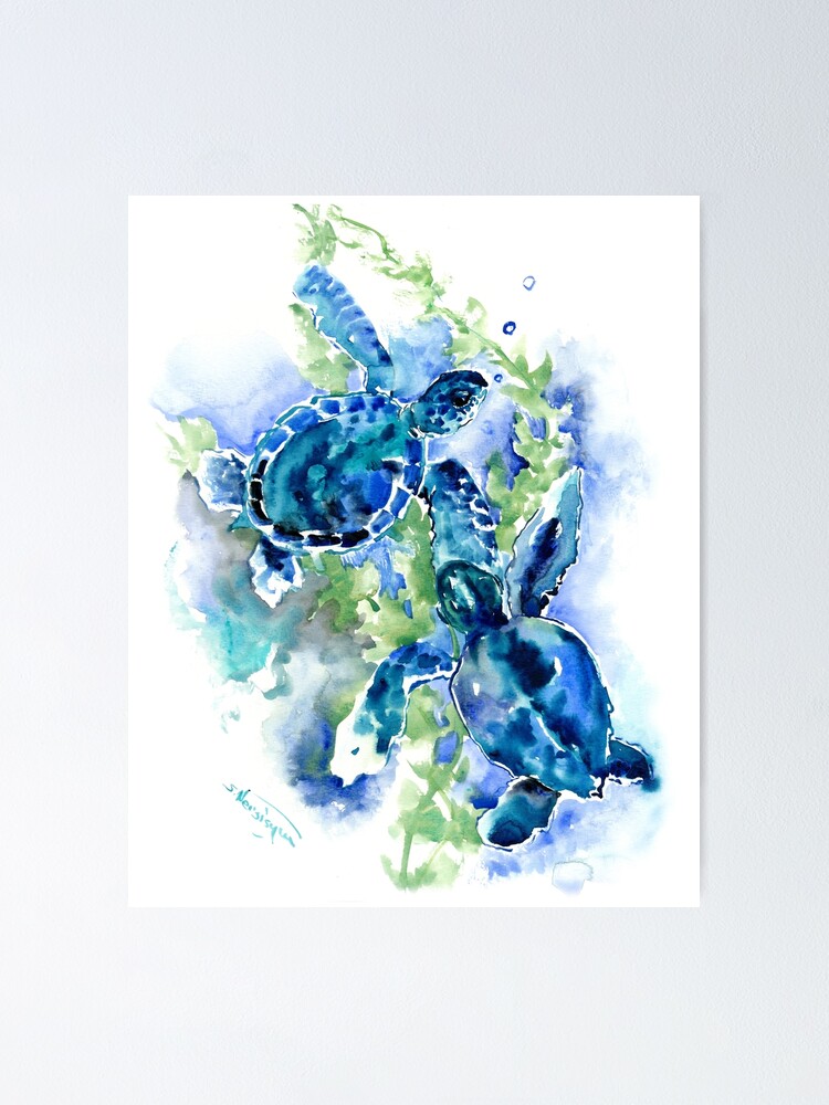 "Sea Turtles Turquoise BLue design" Poster for Sale by surenart | Redbubble
