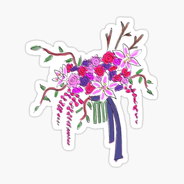 "Pink and purple flower bouquet" Sticker by fleurdeliv | Redbubble