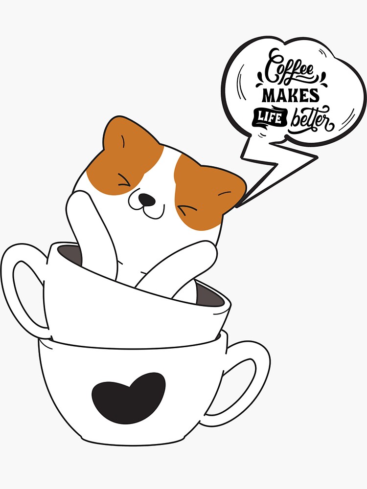 "Best Cat Coffee Ever" Sticker for Sale by Binohshop | Redbubble