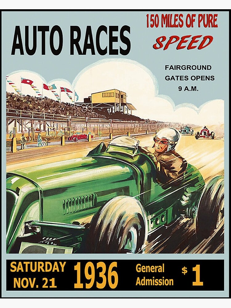 "AUTO RACING : Vintage 1936 Fairground Advertising Print" Poster for ...