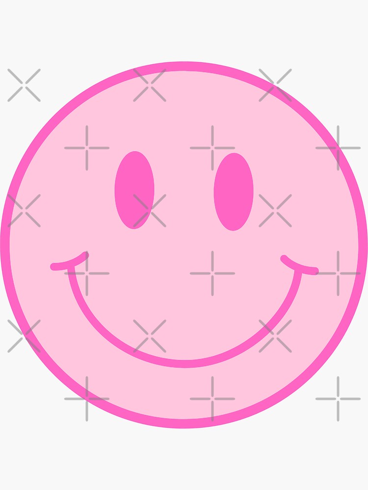 "Pink Smiley Face" Sticker for Sale by takecareco | Redbubble