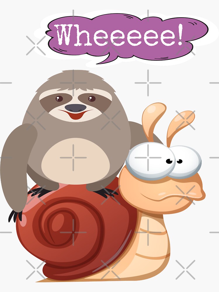 "Sloth Riding A Snail" Sticker by GRDesigns | Redbubble