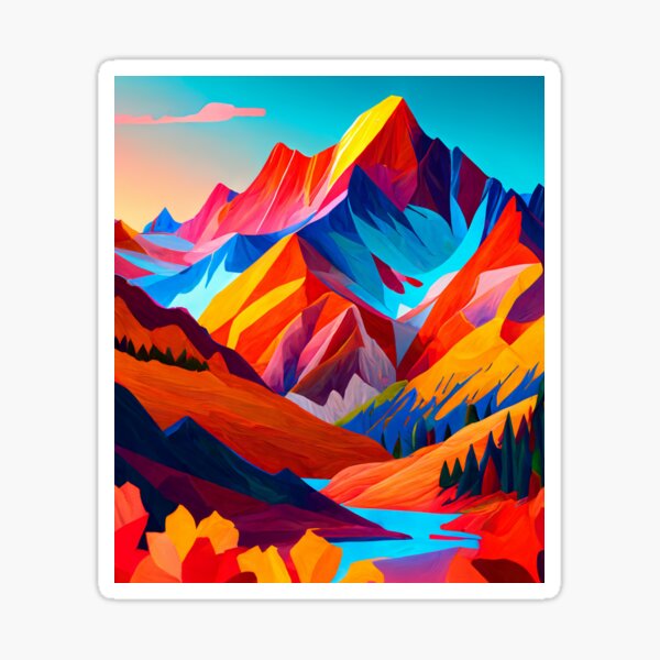 "Colorful and vibrant mountain range" Sticker for Sale by ...