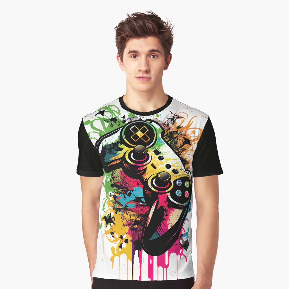 "Video Game Controller Fun Gamer Paint Splatter Graphic" Poster for ...