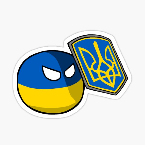 "Ukraineball with Shield. Slava Ukraini!" Sticker for Sale by DiskThree ...