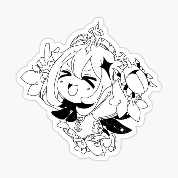 "Paimon - Genshin Impact [BLACK OUTLINE]" Sticker for Sale by itsaiaaa ...