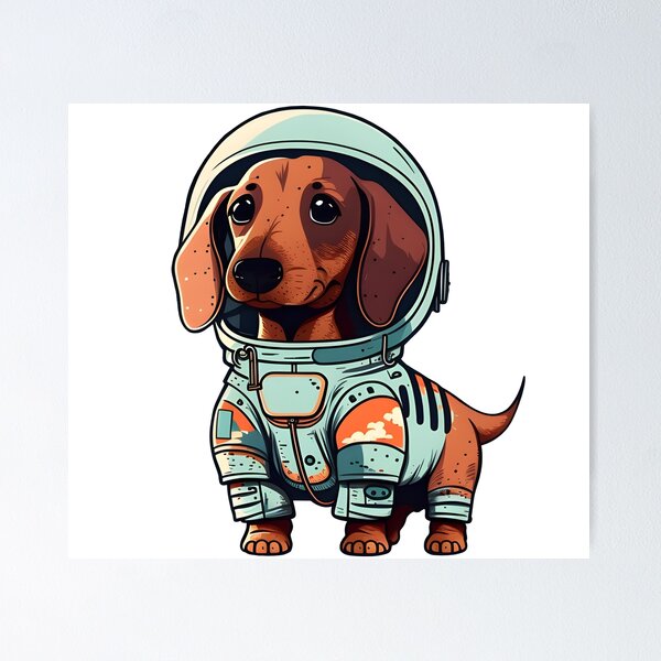 "Astronaut Dachshund" Poster for Sale by Punchy Prints | Redbubble