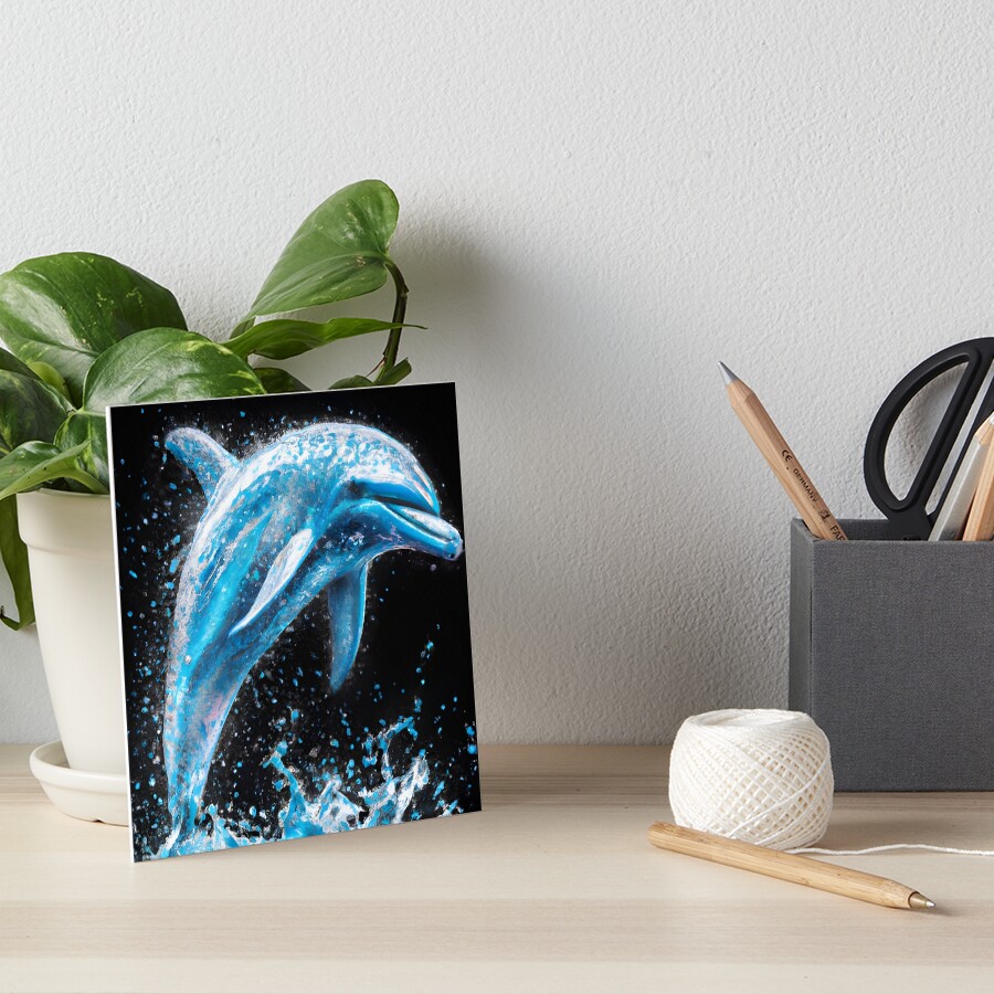"Leaping dolphin, ink drawing, Ai Generated Art " Art Board Print for ...