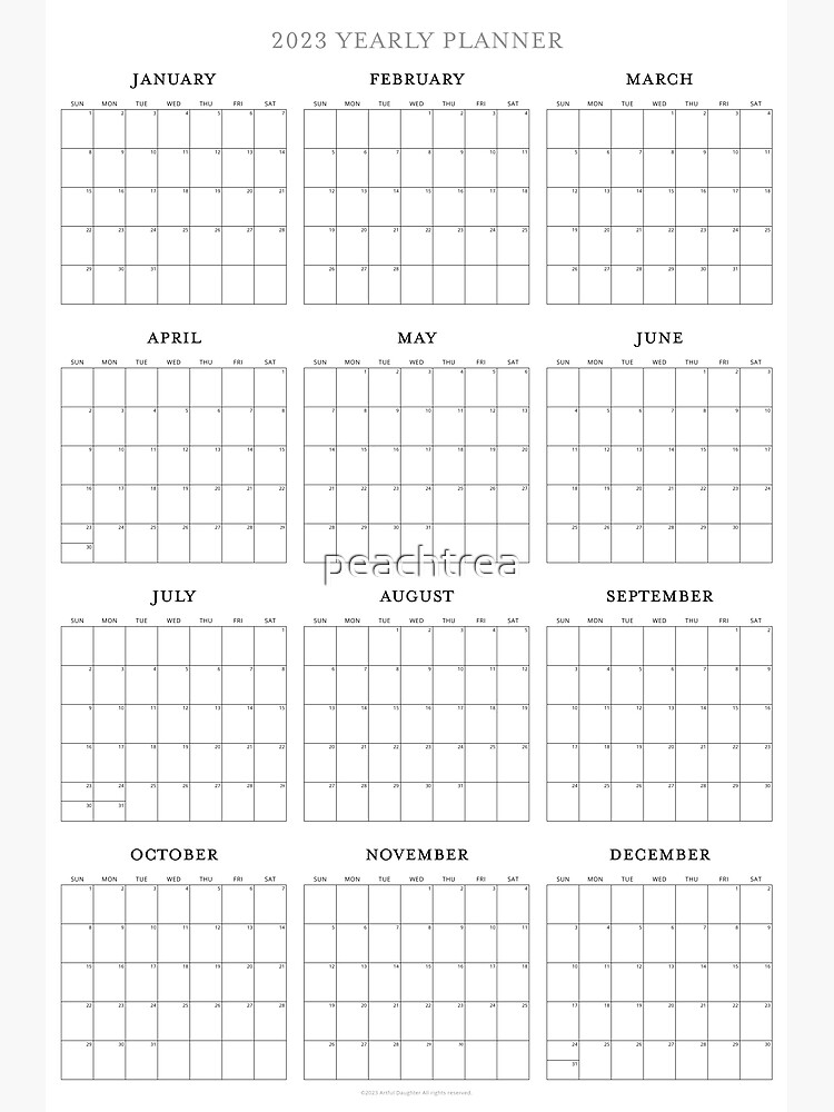 "2023 Vertical Wall Calendar" Poster for Sale by peachtrea | Redbubble