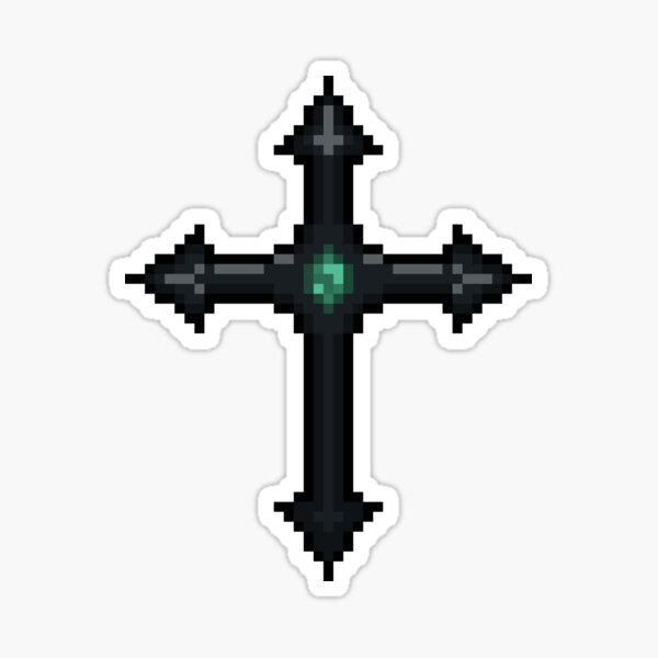 "Pixel Art Green Gem Fantasy Black Cross Design" Sticker for Sale by ...