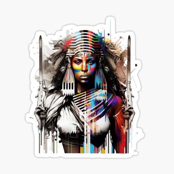 "Indian, Native American, Hood, Colorful. Black-and-white" Sticker for ...