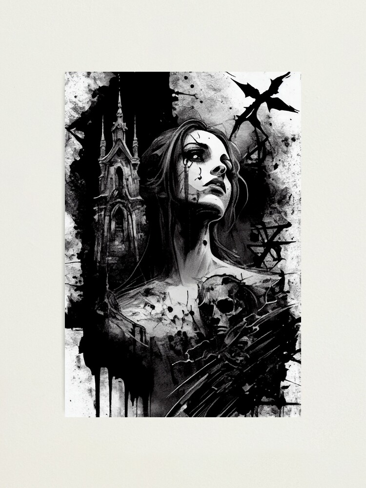 Gothic Art Darkly Enchanting Gothic Beauty Painting Gothic Horror Artwork Photographic Print