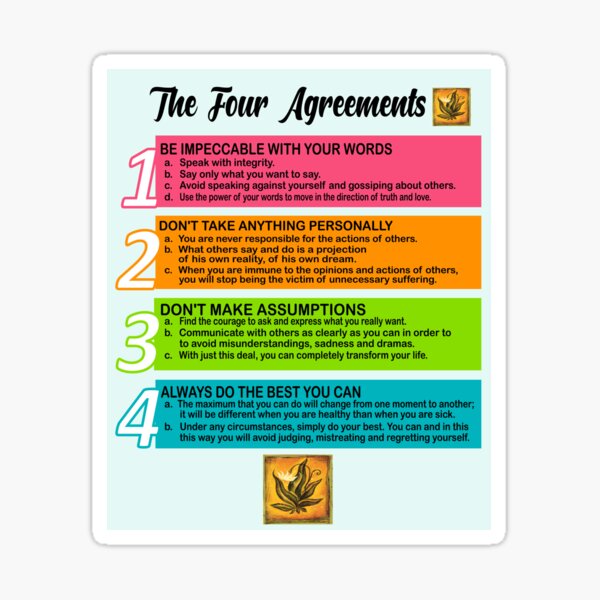 "the four agreements | english" Sticker for Sale by Deco-Design | Redbubble