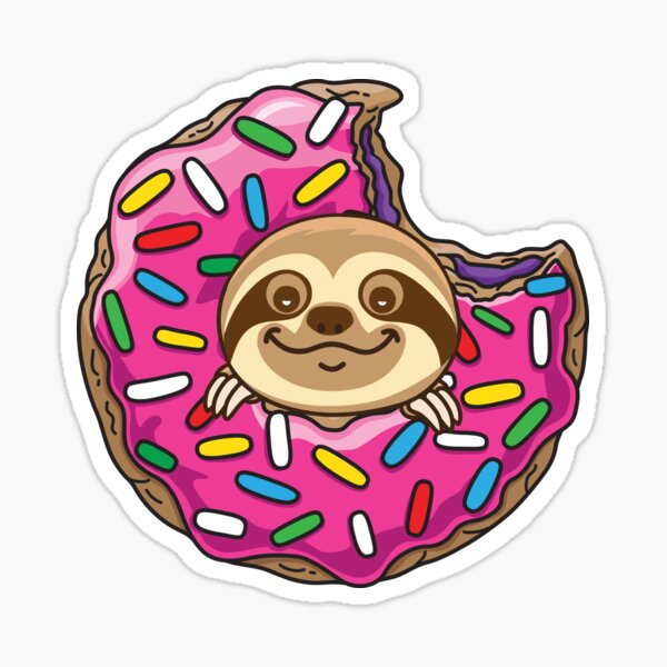 "Cute Sloth donut" Sticker by plushism | Redbubble