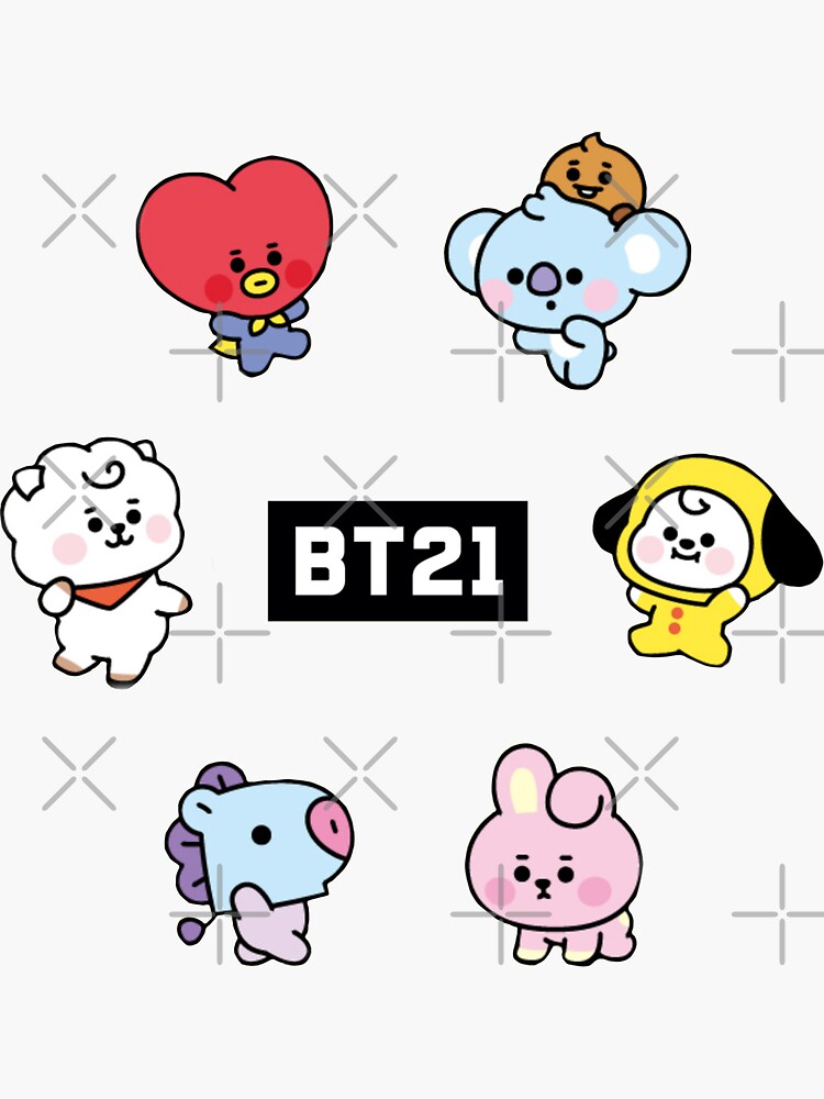 Pegatina «Estilo de patrón de personajes bt21 2023» de Color-Toonix | Redbubble