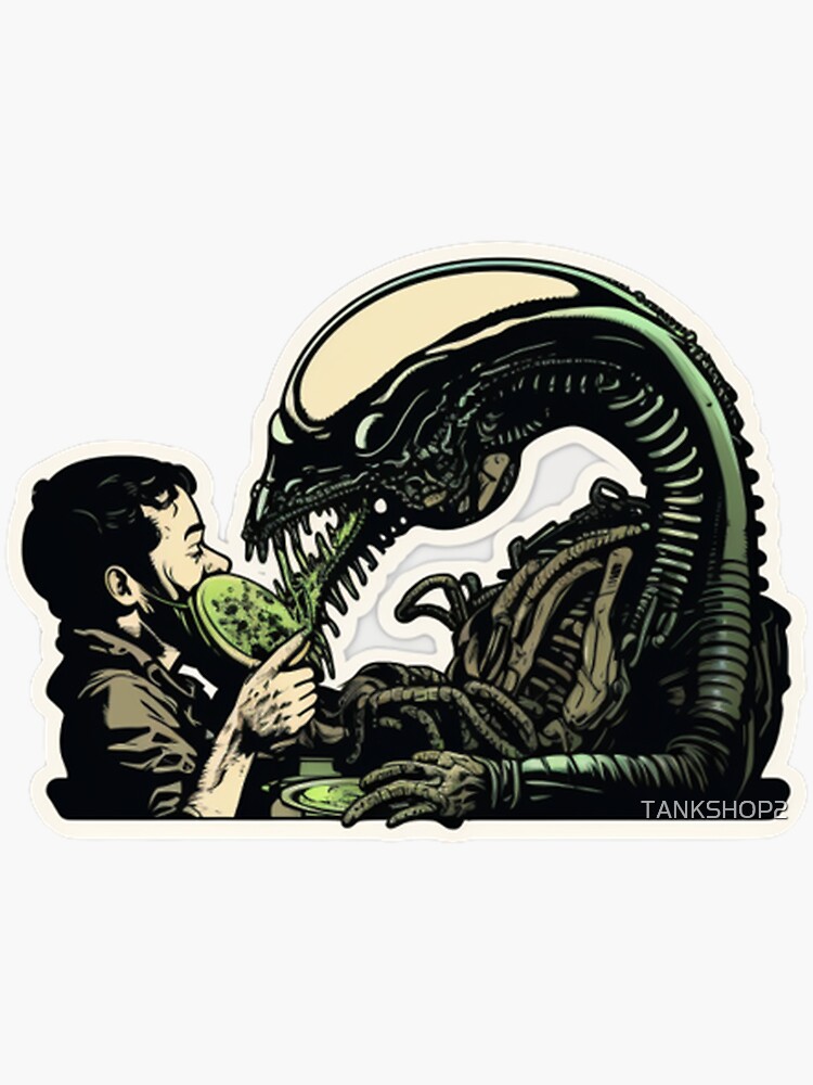 "alien xenomorph EATING HUMAN * STICKER" Sticker for Sale by TANKSHOP2 ...