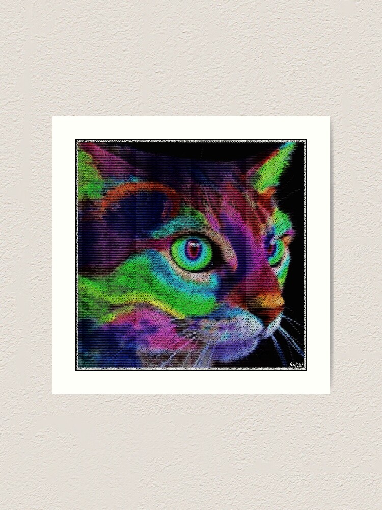 Ascii Art Color Cat 邃 By Rootcat Art Print By Grimm Land Redbubble