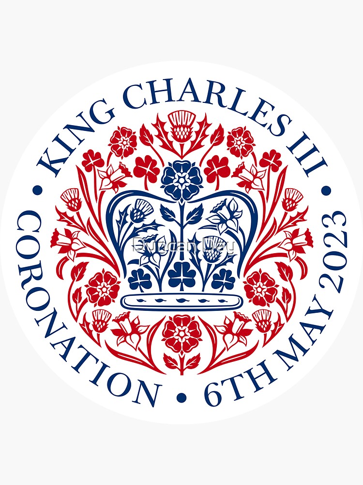 "The Coronation of King Charles III Red, White and Blue Logo" Sticker ...
