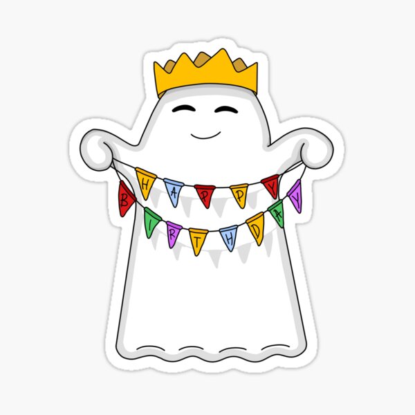 Happy Birthday” Ghost Design" Sticker for Sale by WordsSpillArt | Redbubble