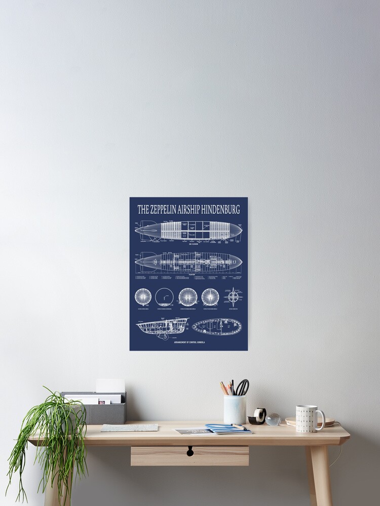 "Hindenburg German Zeppelin Airship Detailed Blueprint Diagrams Gift ...