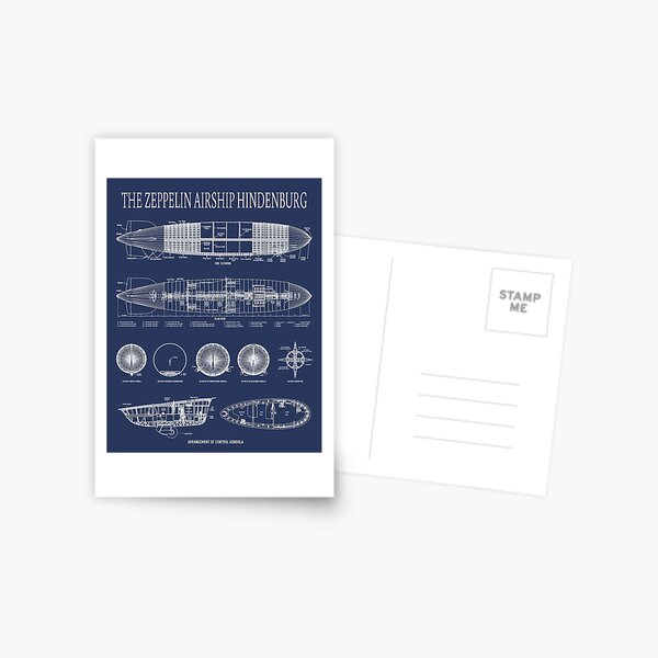 "Hindenburg German Zeppelin Airship Detailed Blueprint Diagrams Gift ...
