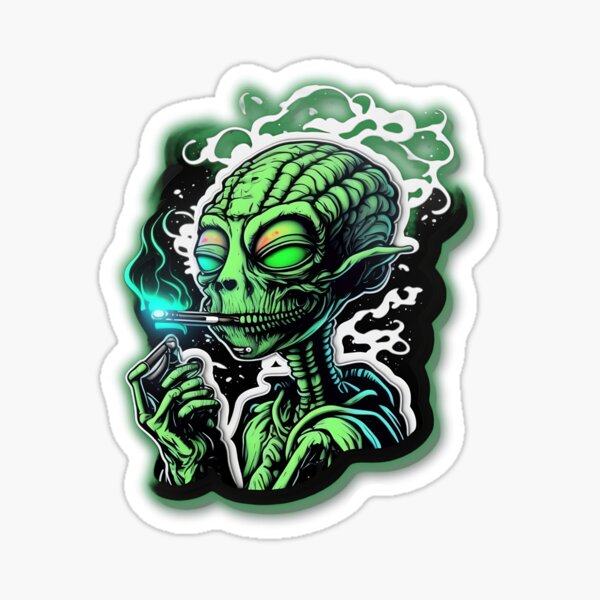 "Alien Smoking Weed Sticker #10" Sticker for Sale by tastytiny | Redbubble